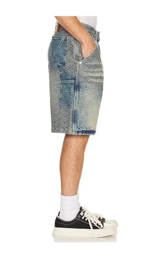 RYOKO RAIN Seigaiha Denim Shorts