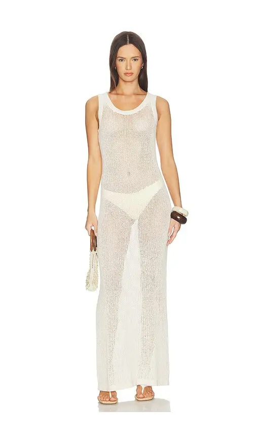 Lna Tyler Open Knit Tank Dress - Ivory