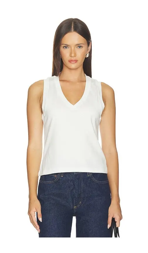 Renggli V-neck Tank In White - Chalk