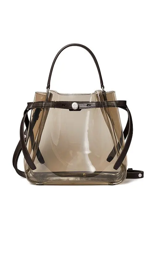 Tory Burch Romy Clear Bucket Bag In Brown - Rootbeer Float