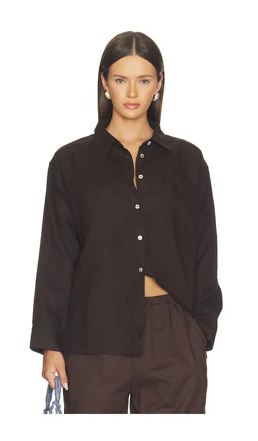 Donni. The Linen Relaxed Shirt In Brown