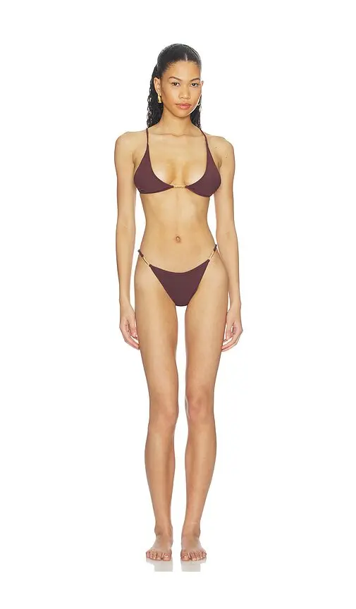 TROPIC OF C Chain Universo Bralette In Wine