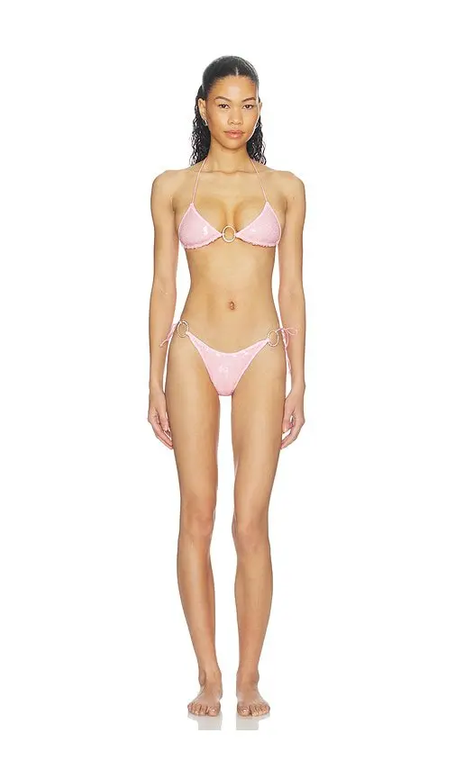 Oseree Sequins O Gem Kini Bikini Set In Pink