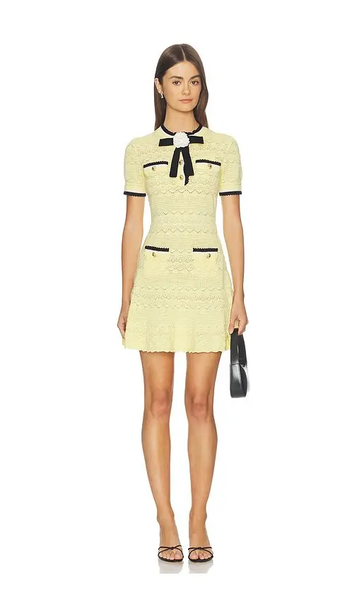 SELF-PORTRAIT Pointelle Knit Mini Dress