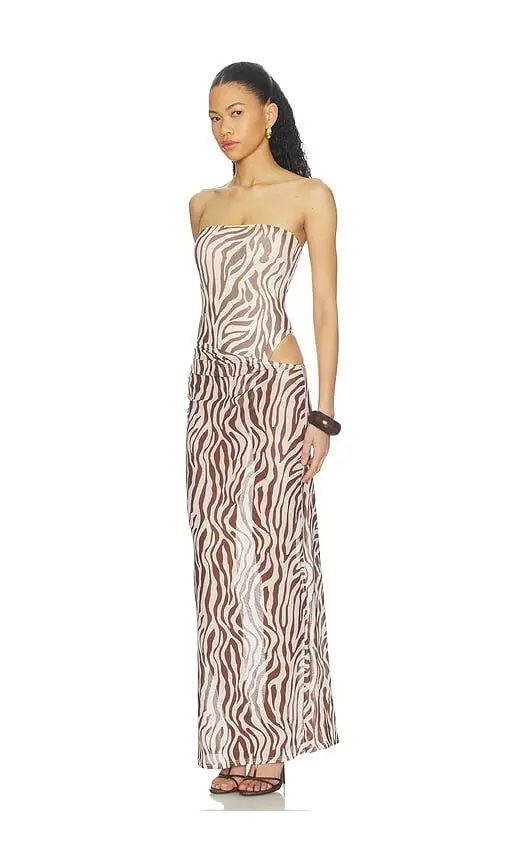 Superdown Kensington Strapless Maxi Dress In Multi