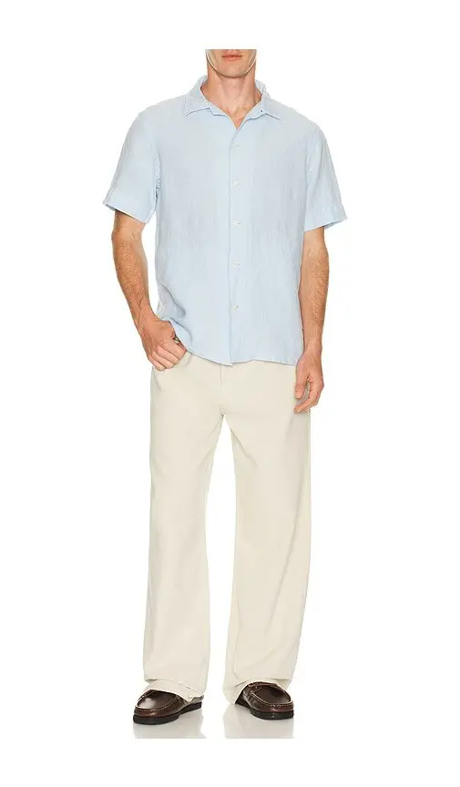 Polo Ralph Lauren Linen Andy Camp Shirt In Blue - Office Blue