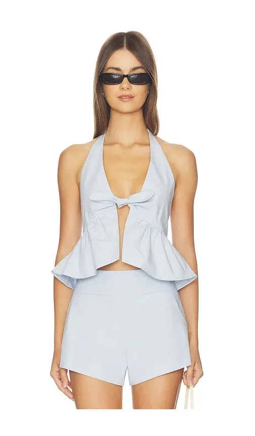Majorelle Ruby Halter Top In Blue - Light Blue