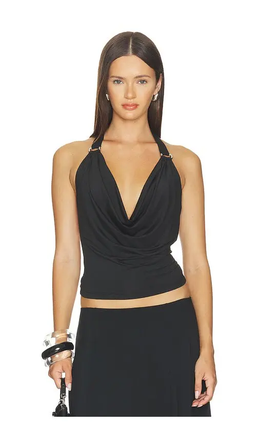 GUIZIO Cowl Neck Halter Top
