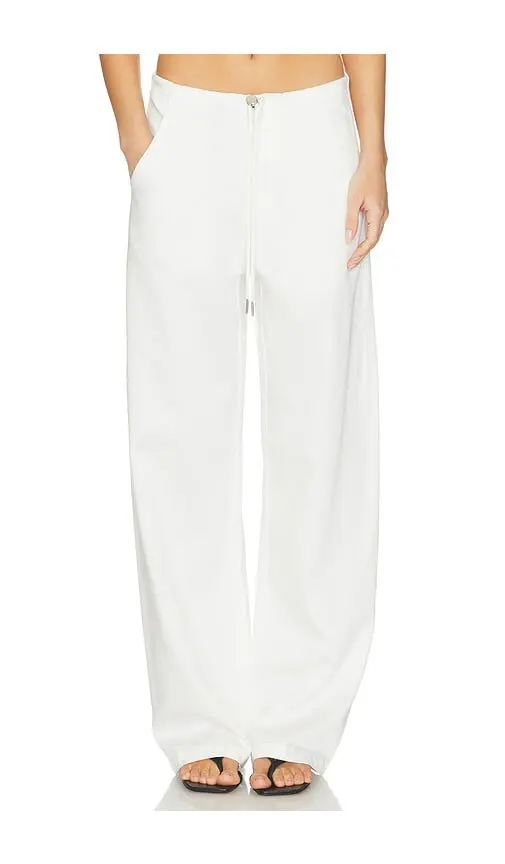 Lna Dusty Soft Denim Pant In White - White Denim
