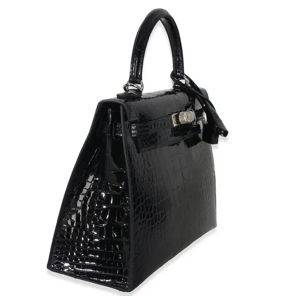 Hermès Sellier Kelly 25 Handbag In Shiny Alligator - Blue