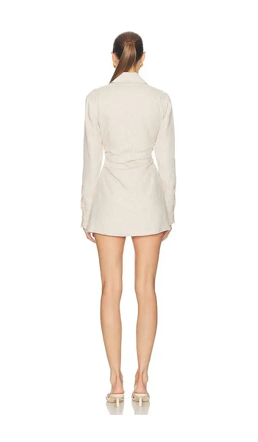 L'academie Lotta Linen Mini Dress In Beige