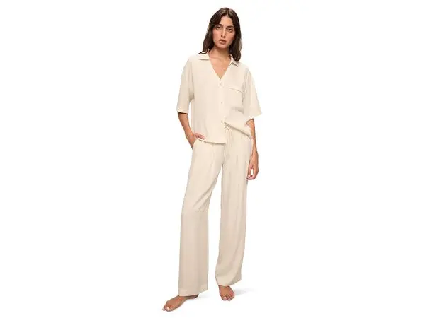 Eberjey Tencel Woven Short Sleeve Top Pajama Whitecap Grey
