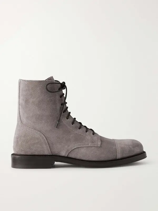 Brunello Cucinelli Suede Derby Boots - Gray