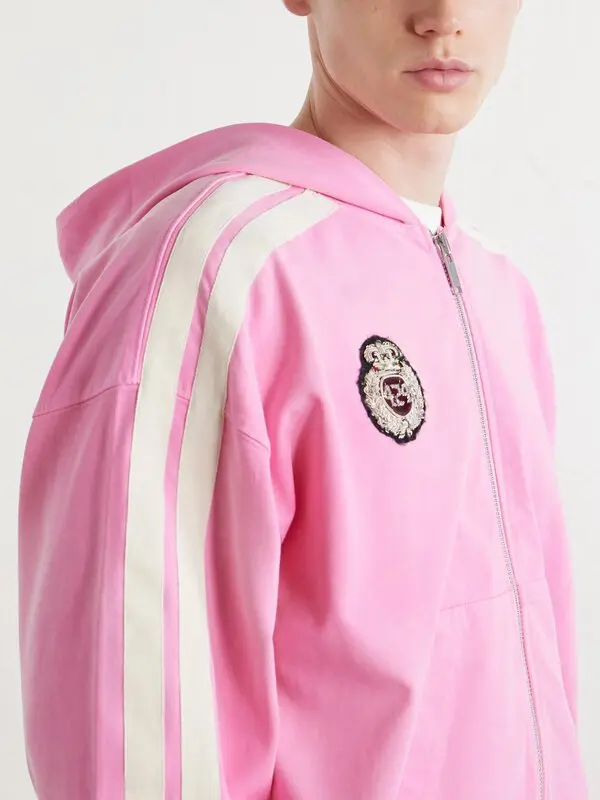 424 Academy Logo-appliquéd Cotton-jersey Zip-up Hoodie