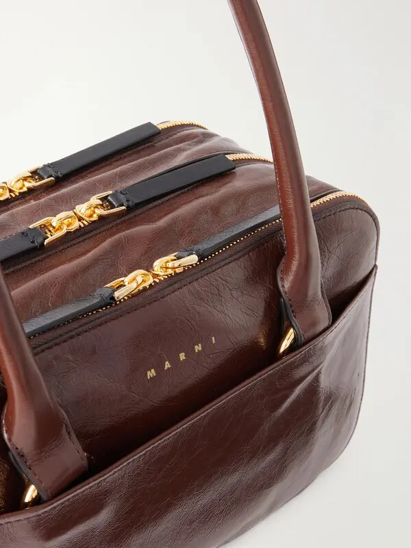 Marni Bauletto Small Leather Tote - Brown