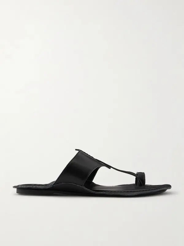 JAMIE HALLER Leather Toe Thong Sandals - Black