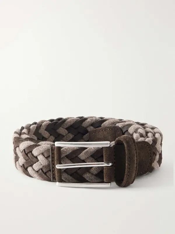 Anderson's 3.5 Cm Suede-trimmed Woven Belt