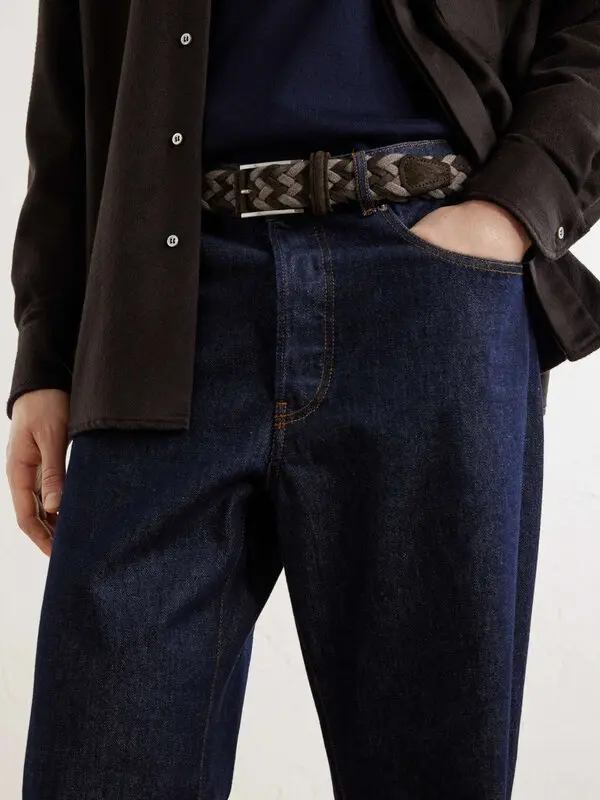 Anderson's 3.5 Cm Suede-trimmed Woven Belt
