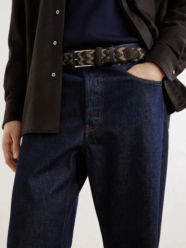 Anderson's 3.5 Cm Suede-trimmed Woven Belt