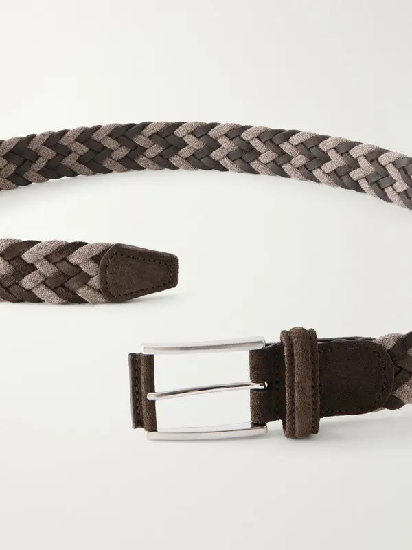 Anderson's 3.5 Cm Suede-trimmed Woven Belt