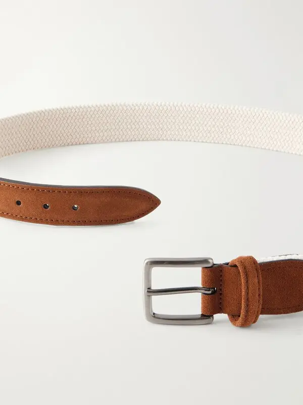 Anderson's 3.5 Cm Leather-trimmed Woven Belt