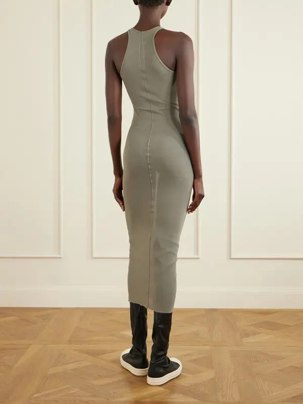Rick Owens Ribbed-jersey Halterneck Midi Dress