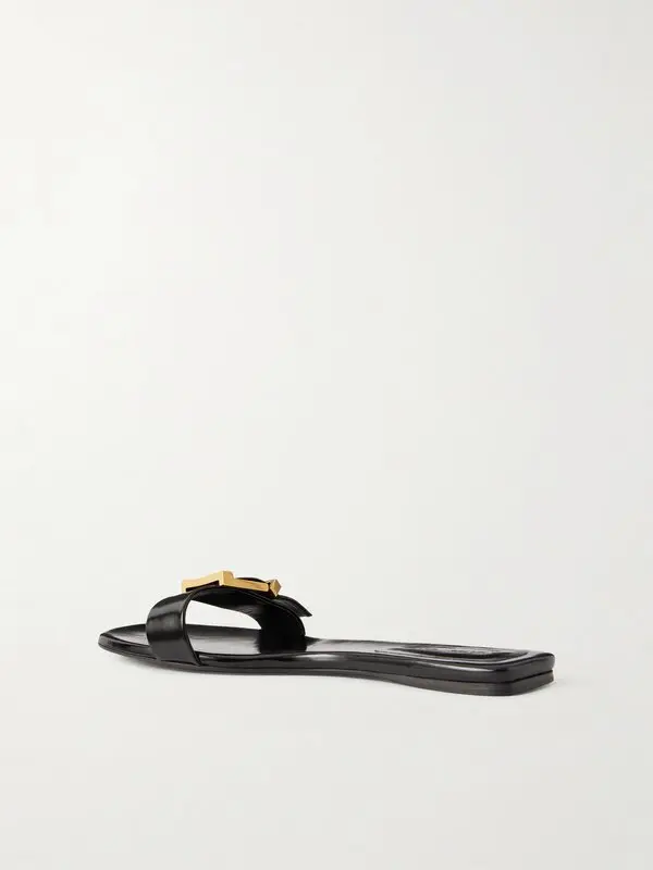 Khaite Manhattan Buckled Leather Flat Sandals