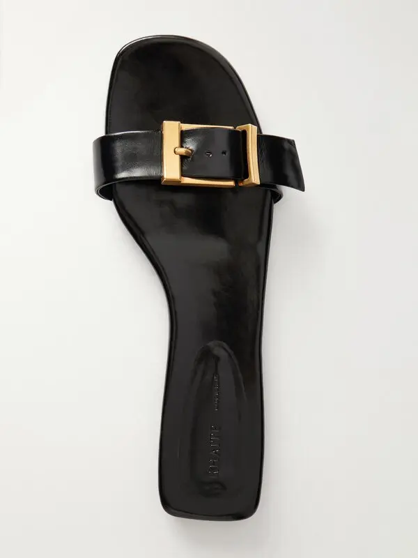 Khaite Manhattan Buckled Leather Flat Sandals