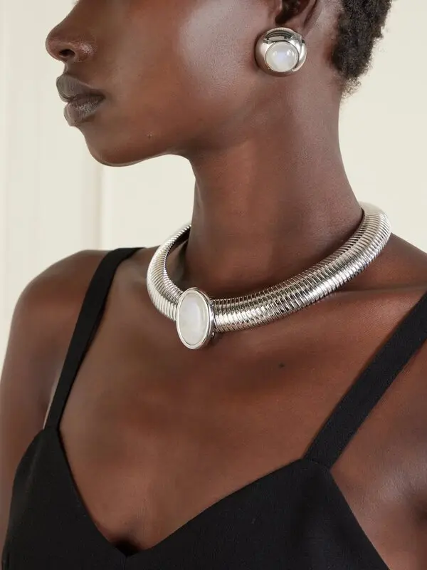 JULIETTA Bombé Rhodium-plated Moonstone Earrings