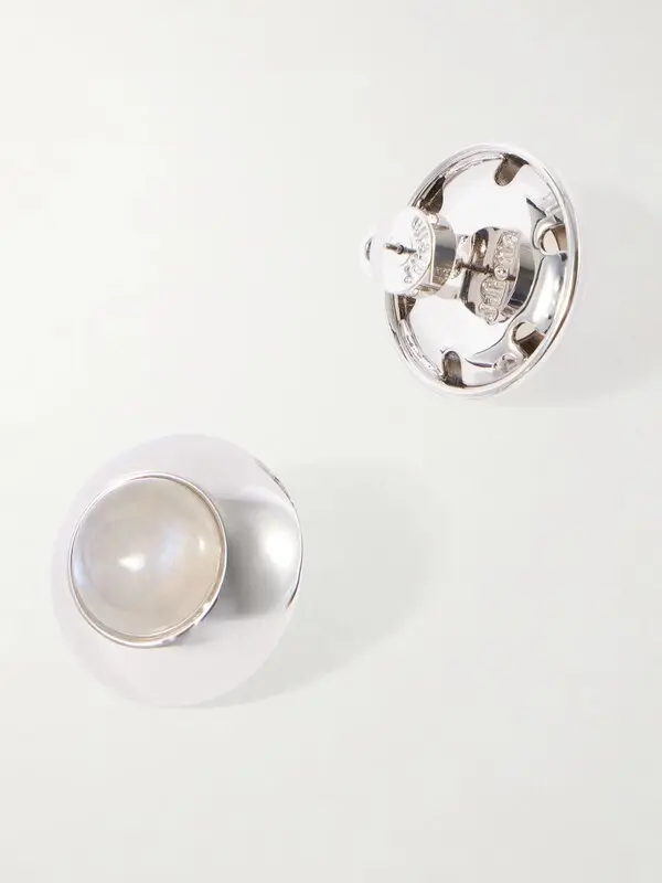 JULIETTA Bombé Rhodium-plated Moonstone Earrings