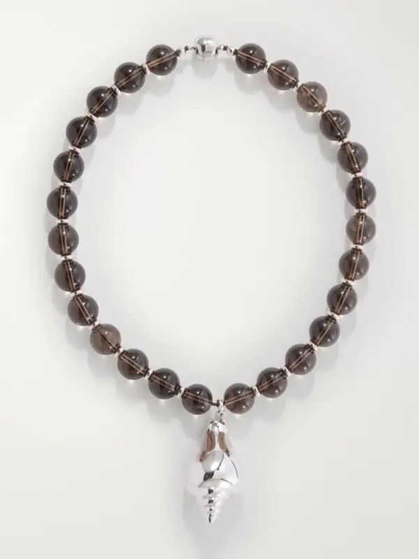 JULIETTA Eos Rhodium-plated Quartz Necklace - Brown
