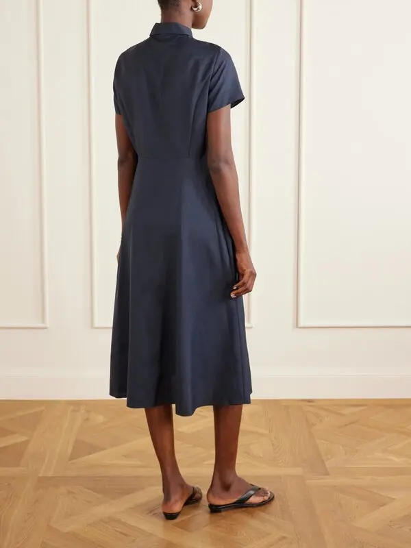Theory Belted Pleated Midi Dress