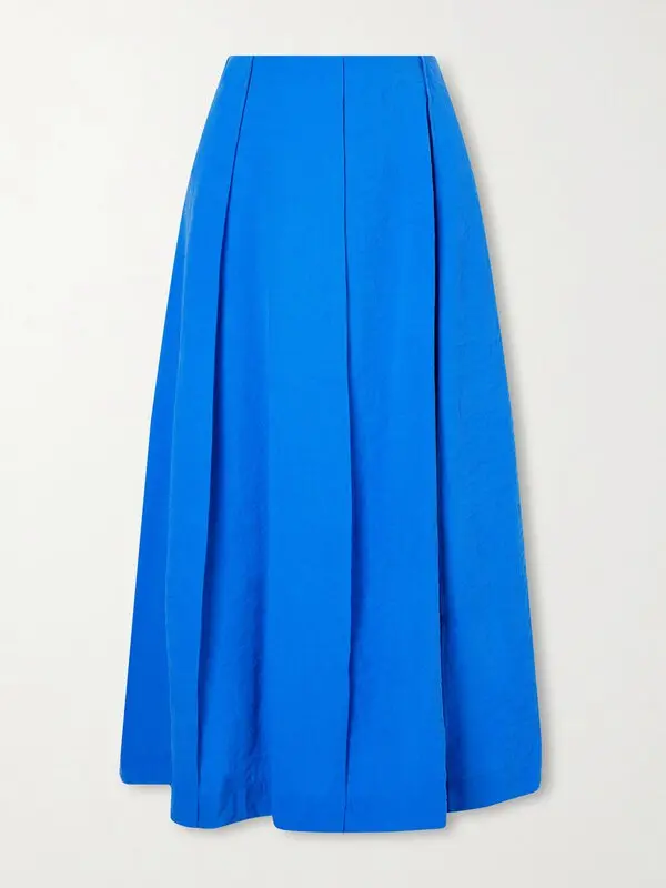 Theory Pleated Silk-blend Crepe Midi Skirt
