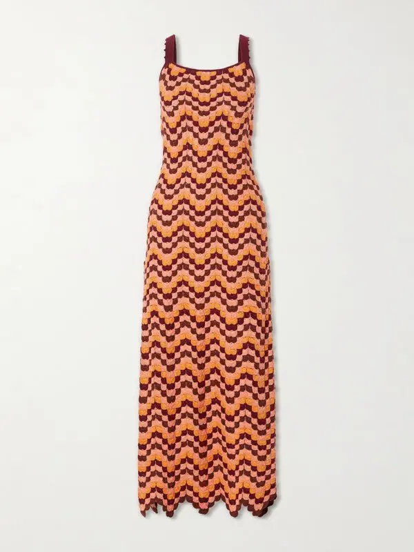 Escvdo Marea Crocheted Cotton Maxi Dress - Orange