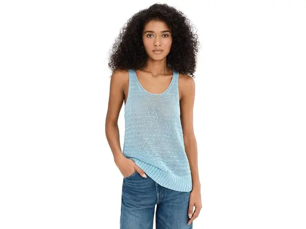 Madewell Linen Scoop Neck Tank Sweater - Blue