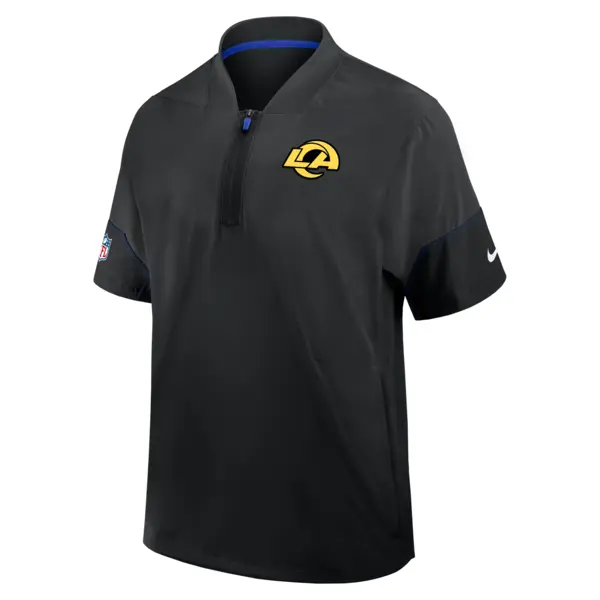 Nike Los Angeles Rams Sideline Coach Nfl 1/2-zip Short-sleeve Hooded Jacket - Black