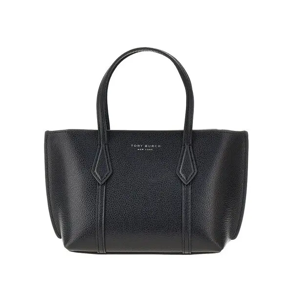 Tory Burch Perry Mini Shopping Bag In Grained Leather - Black