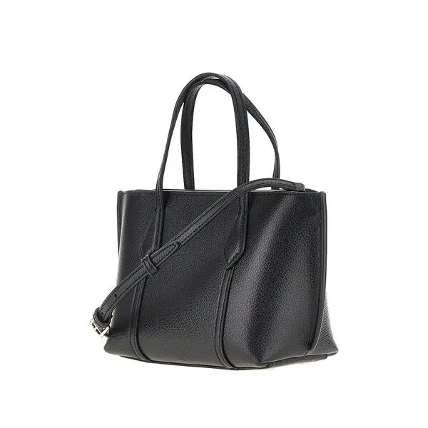Tory Burch Perry Mini Shopping Bag In Grained Leather - Black