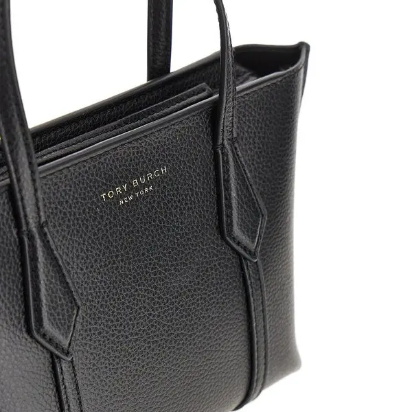 Tory Burch Perry Mini Shopping Bag In Grained Leather - Black
