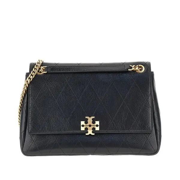 Tory Burch Charlie Quilted Leather Shoulder Bag - Black