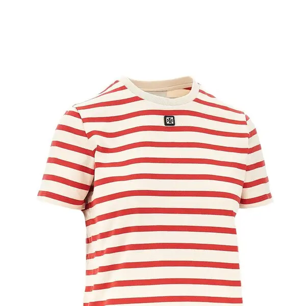 Tory Burch Triped T-hirt With Logo Detail