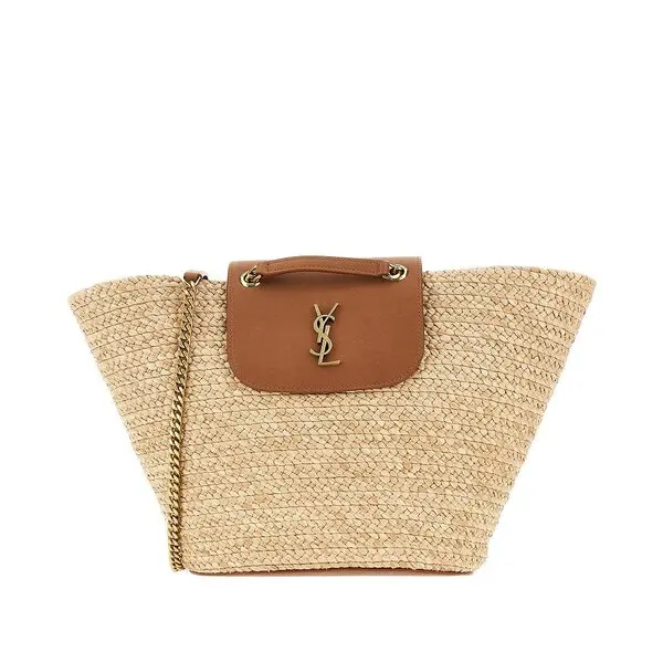 Saint Laurent Manon Raffia Basket Bag - Beige