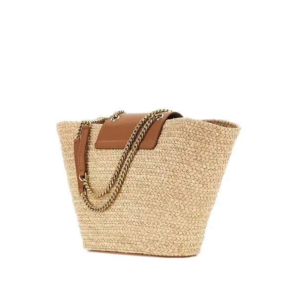 Saint Laurent Manon Raffia Basket Bag - Beige