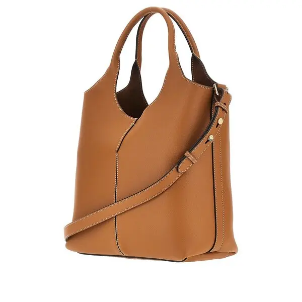 TOD'S Leather Small Shopping Tote Bag - Brown