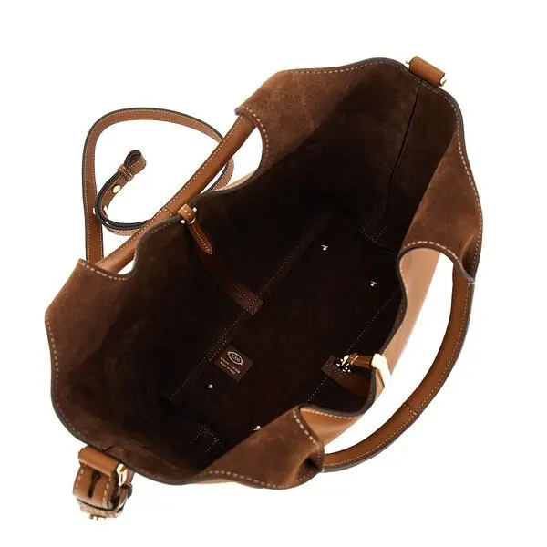 TOD'S Leather Small Shopping Tote Bag - Brown