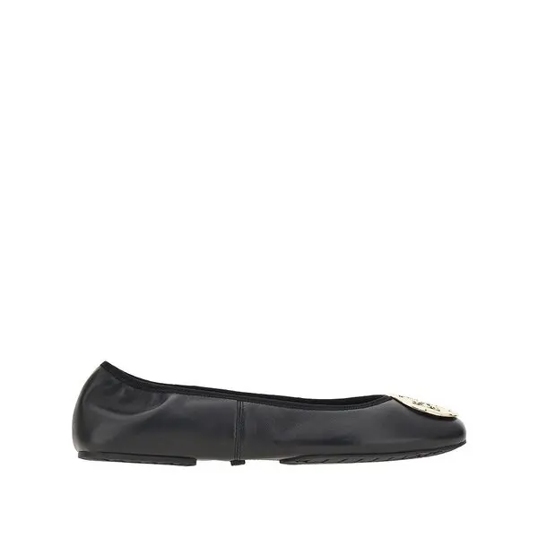 Tory Burch Reva Nappa Leather Ballerinas With Gold-finished Medallion - Black