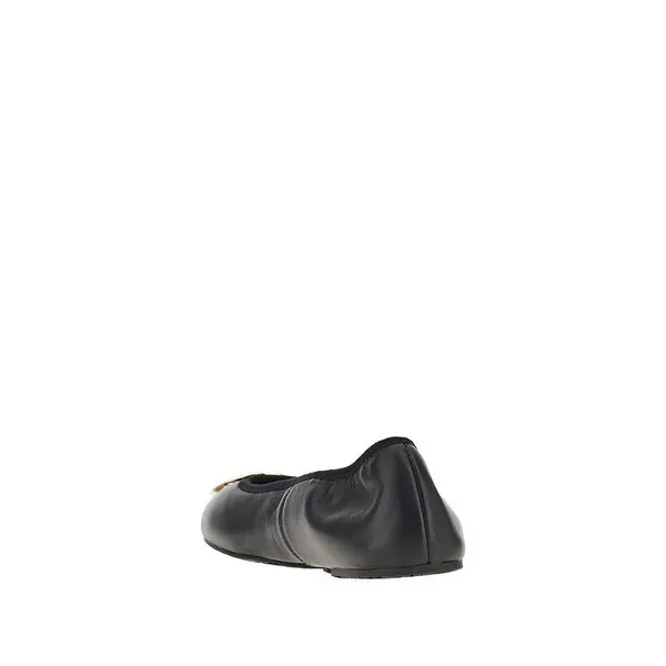 Tory Burch Reva Nappa Leather Ballerinas With Gold-finished Medallion - Black
