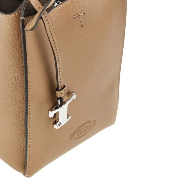 TOD'S Grained Leather Micro Tote Bag - Brown