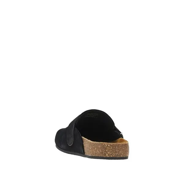 Tory Burch Mellow Suede Mules With Gold-finished Buckle - Black