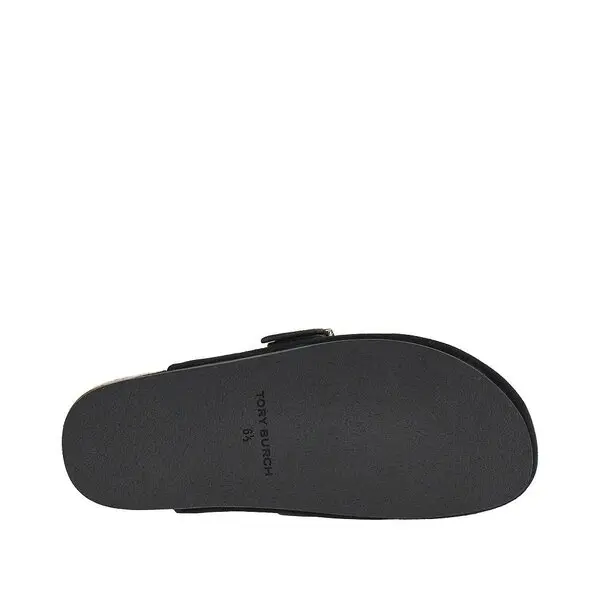 Tory Burch Mellow Suede Mules With Gold-finished Buckle - Black